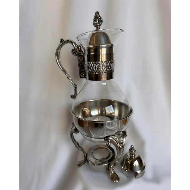 Vintage Silver Plated Coffee Pot Silver Server Glass Carafe and Pair of ...
