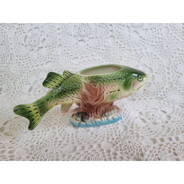 1960s Ceramic Majolica Fish Planter | Chairish