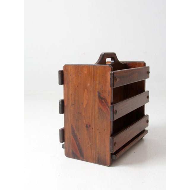 Vintage Wood Magazine Rack | Chairish