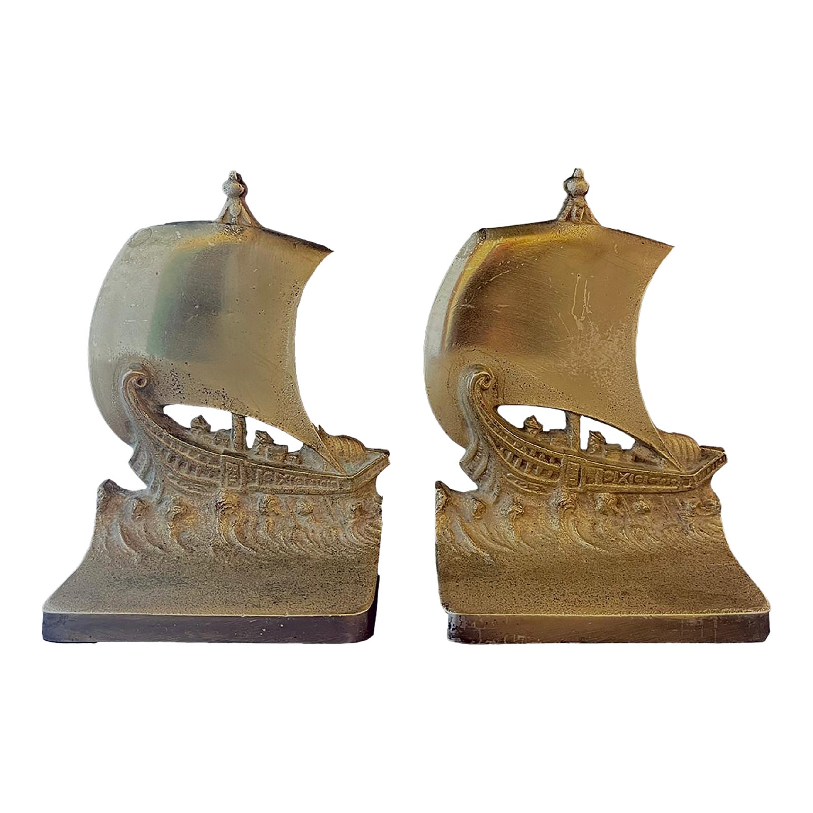 Antique 1920s Bradley & Hubbard Bronze or Brass Over Cast-Iron Viking ...