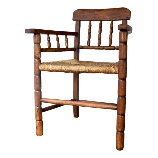 Vintage German Rustic Wicker Oak Chair, 1920s | Chairish