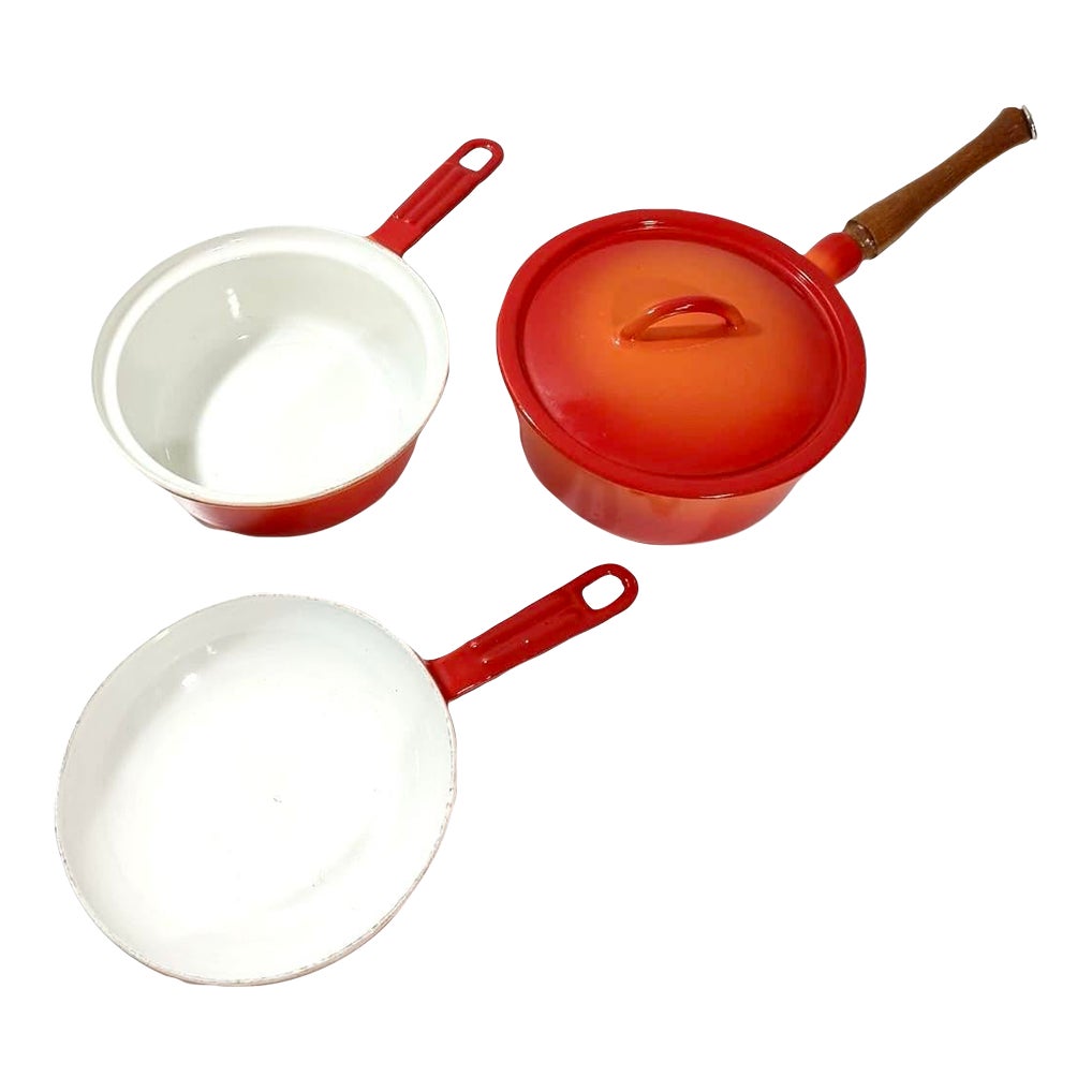1950s Descoware Belgium Cast Iron Cookware – Iconic Flame Enamel 3 ...
