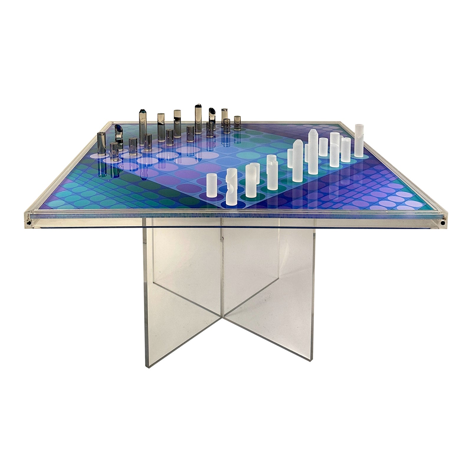 1980s Lucite Chess Set Table by Victor Vasarely - an Edition of 500 ...