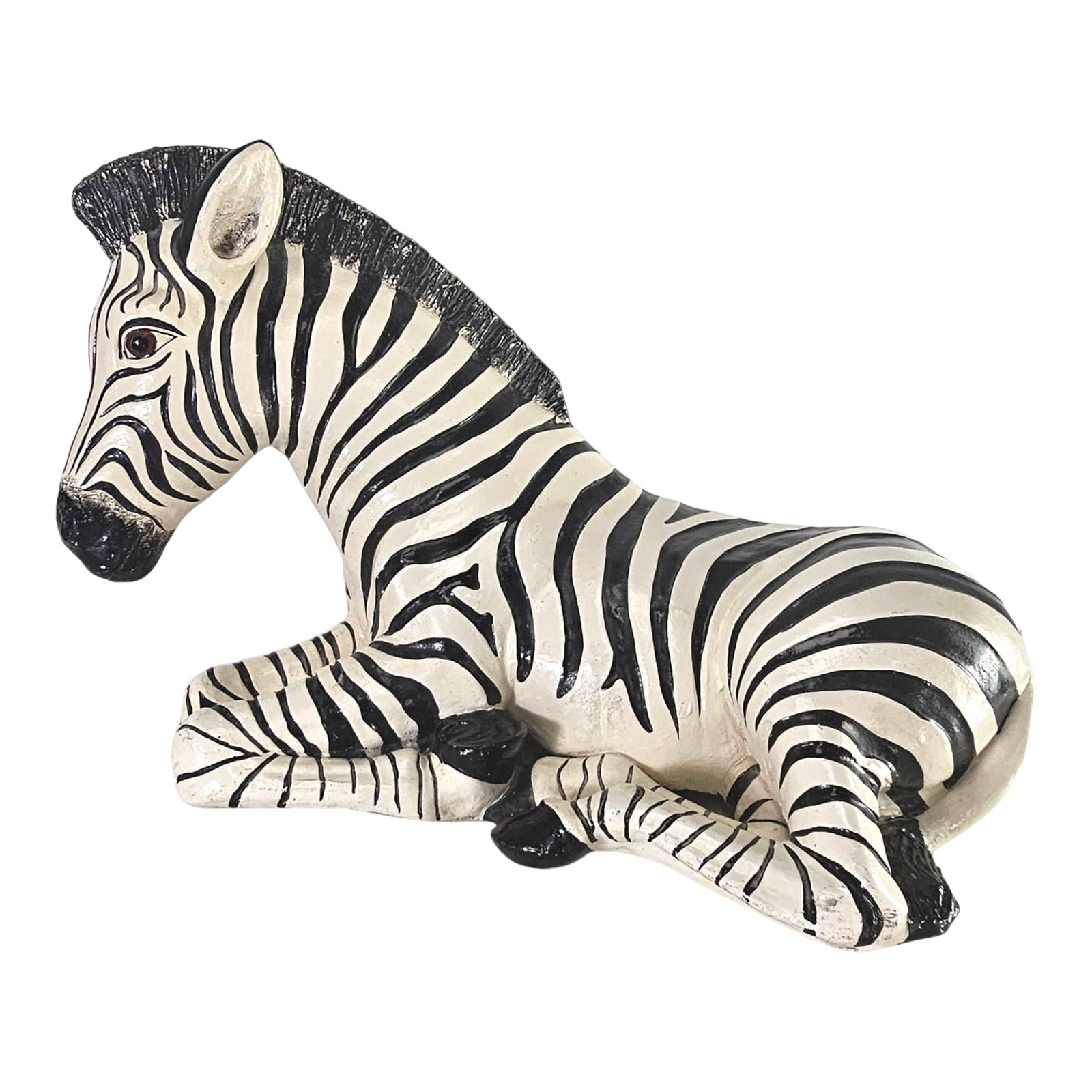 Ceramic Zebra Statue Figure Chalkware Palm Beach Regency Figurine 27 ...