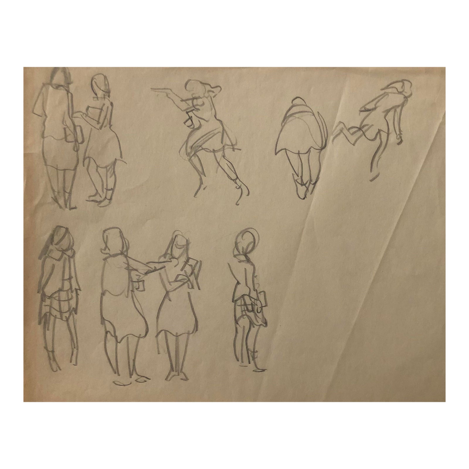 1940s Henry Gasser Figure Study Drawing | Chairish