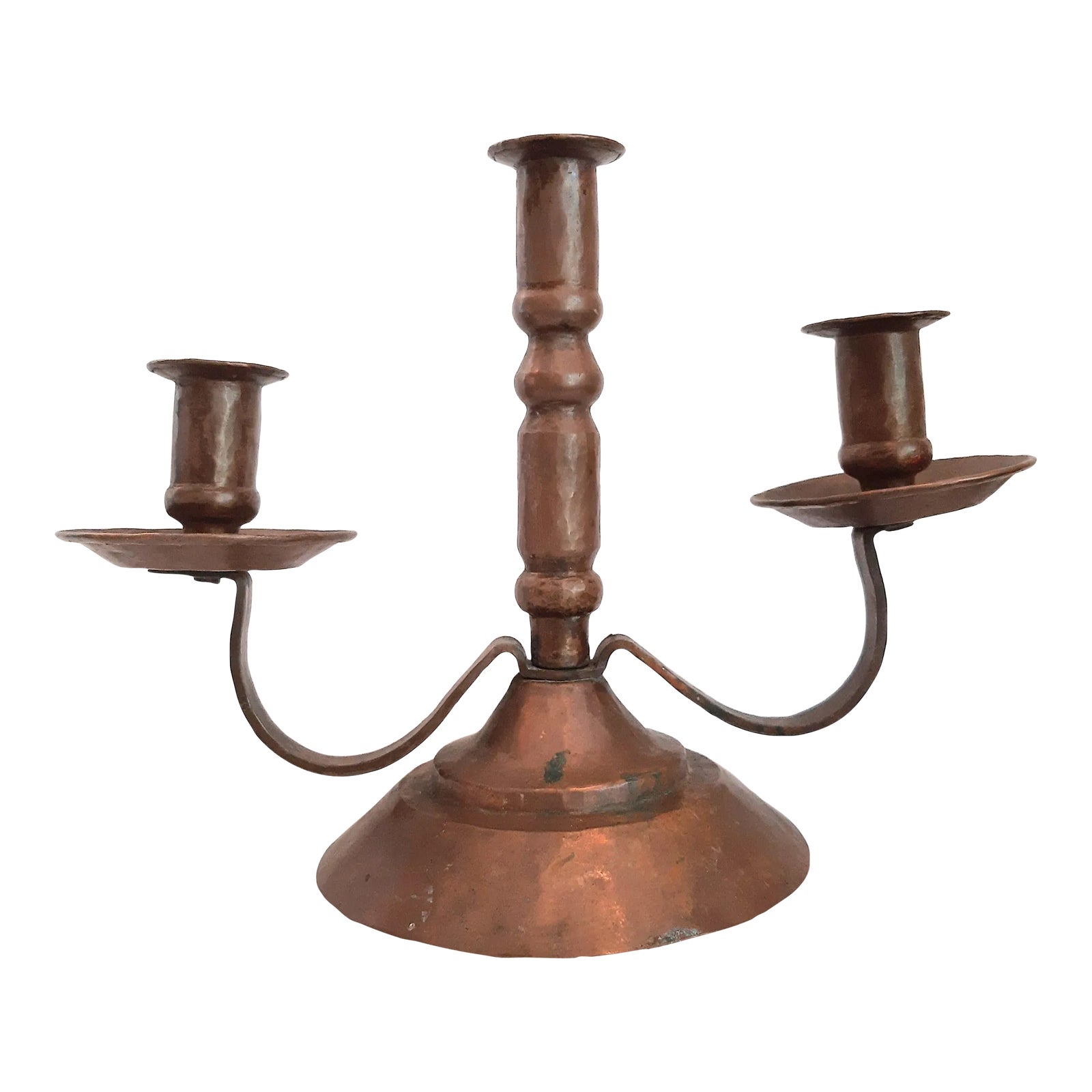 Vintage Copper Candelabra Candleholder French Primitive | Chairish