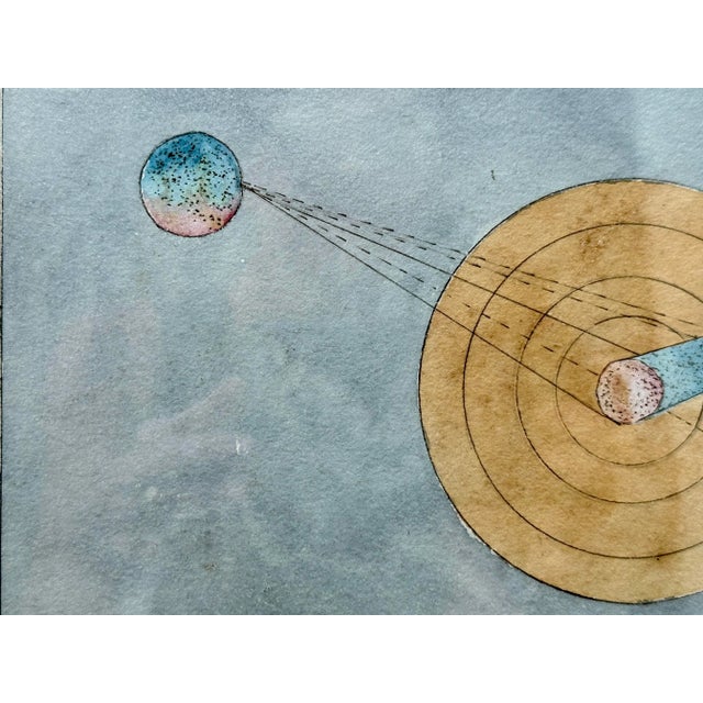 Antique Colored Pen and Ink Drawing of Jupiter and Its Satellite | Chairish