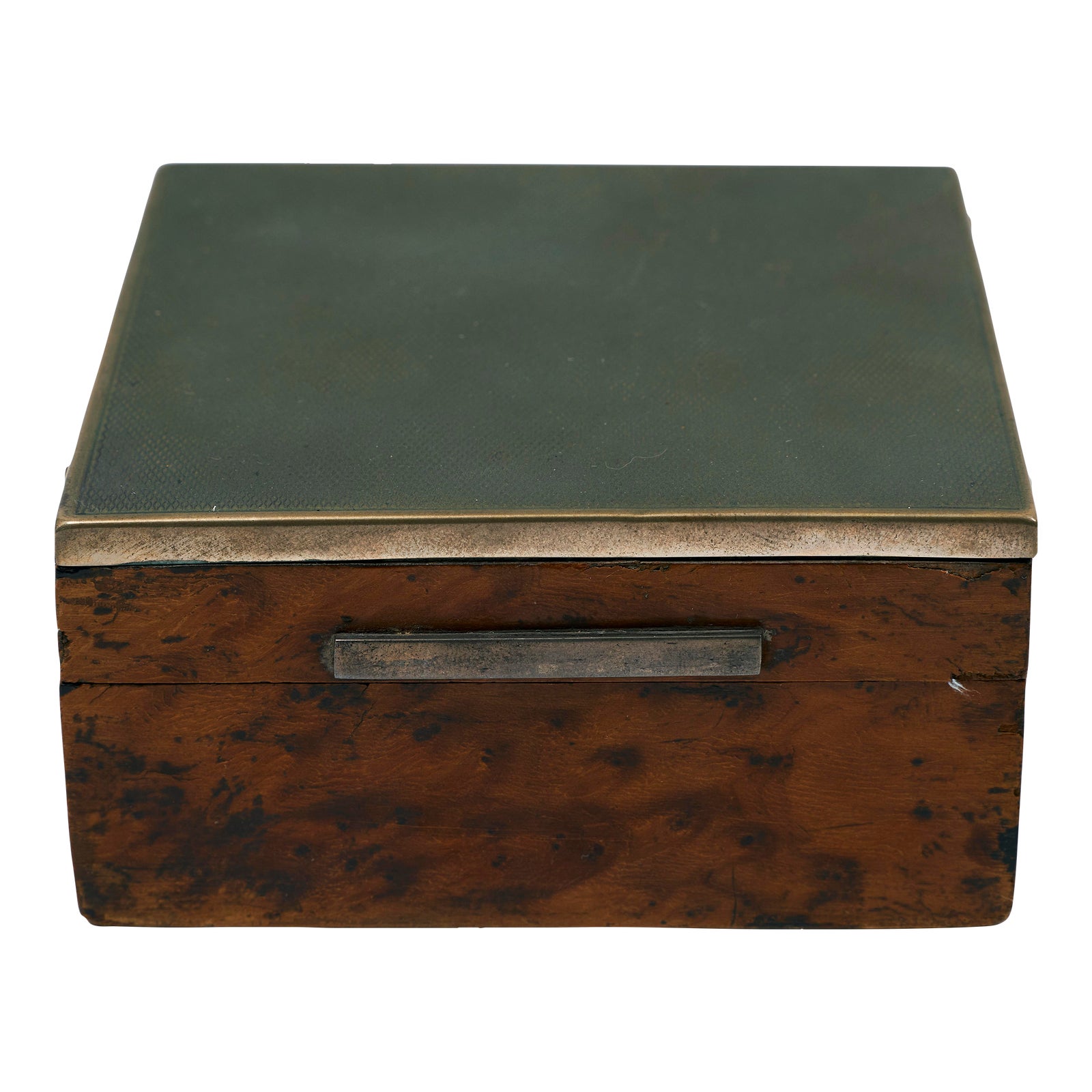 Small Wooden Tinker Box With Textured Top | Chairish