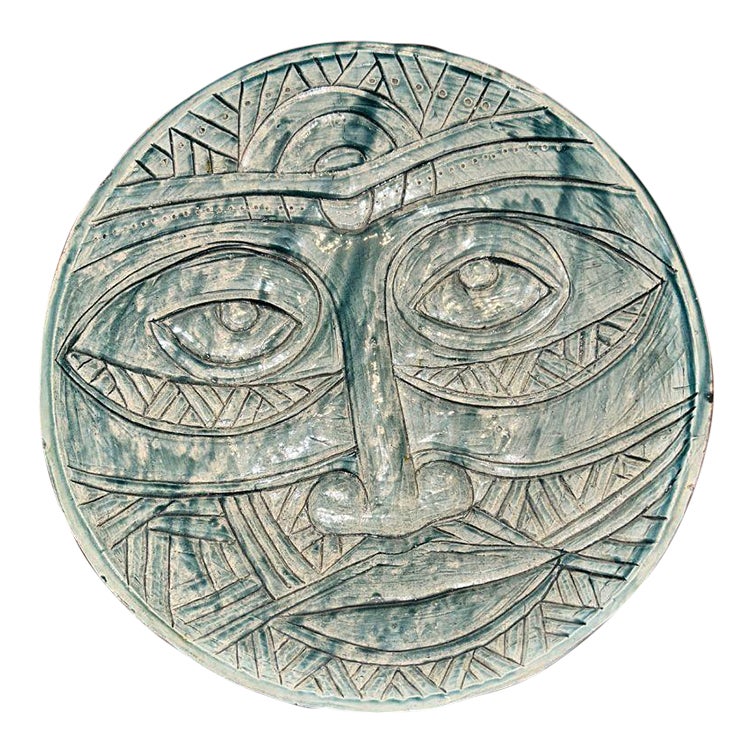 2000s "Guardian of Dreams" Raku-Fired Clay Face Mask Bowl by Gene ...