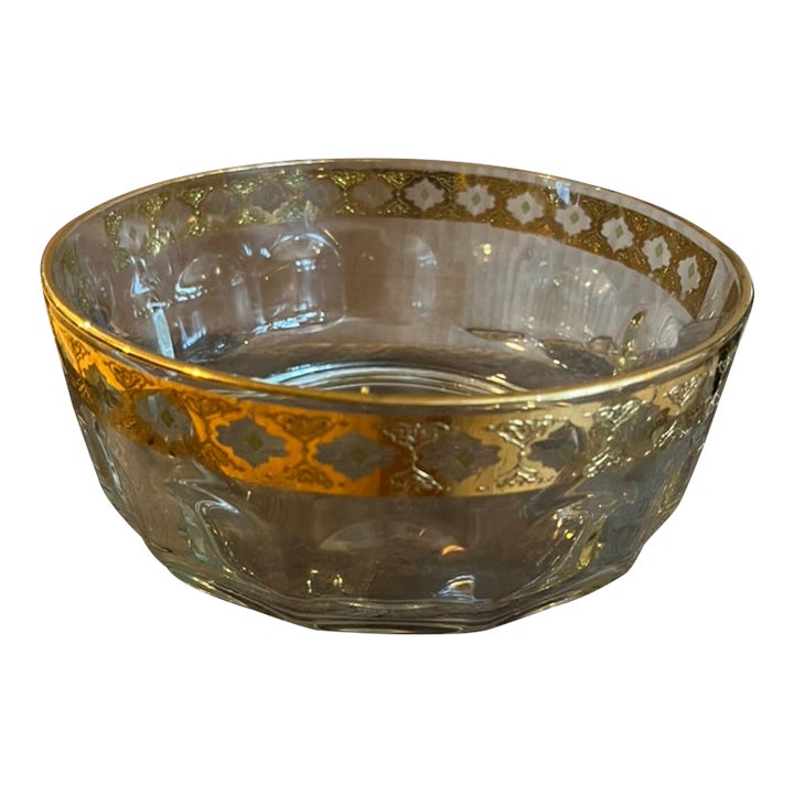Mid Century Culver Valencia Glass Serving Bowl | Chairish