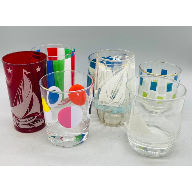 Mismatched Set Of 7 Vintage Sailing Themed Glasses Chairish