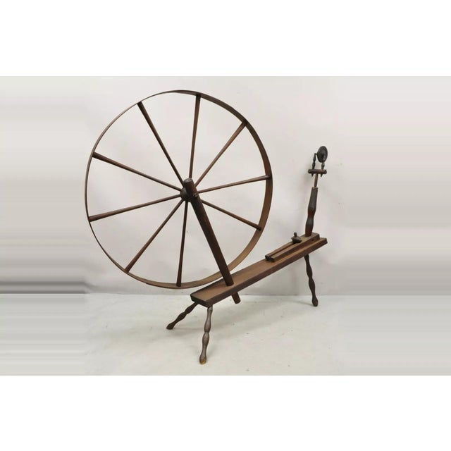 Antique American Primitive Colonial Wooden Country Spinning Wheel ...
