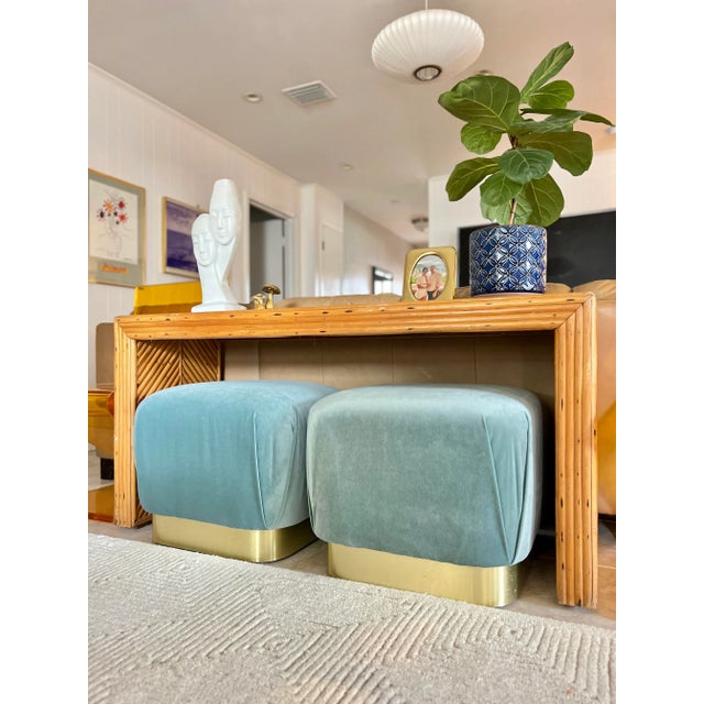 1980s Iconic Marge Carson Style Poufs Recently Recovered in a Pool Blue ...