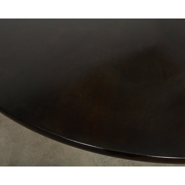 Walnut Bronzed Iron Pedestal Dining Table by Troscan | Chairish