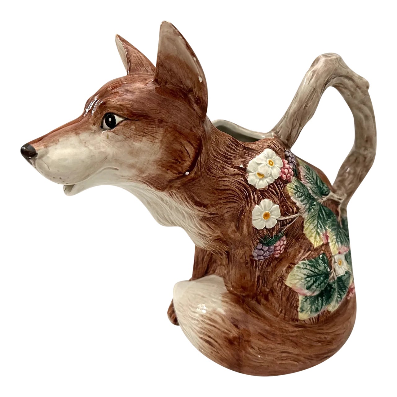 1990 Fitz and Floyd Fox Pitcher | Chairish