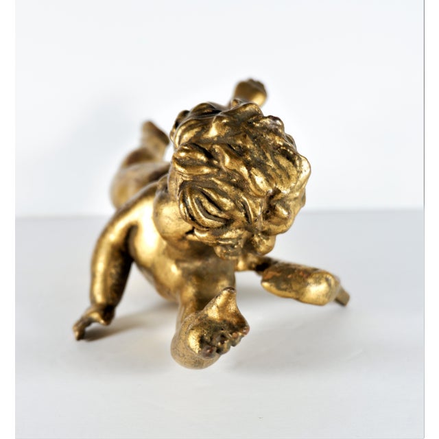 Antique Wood Carved Gold Gilt Flying Winged Putti | Chairish