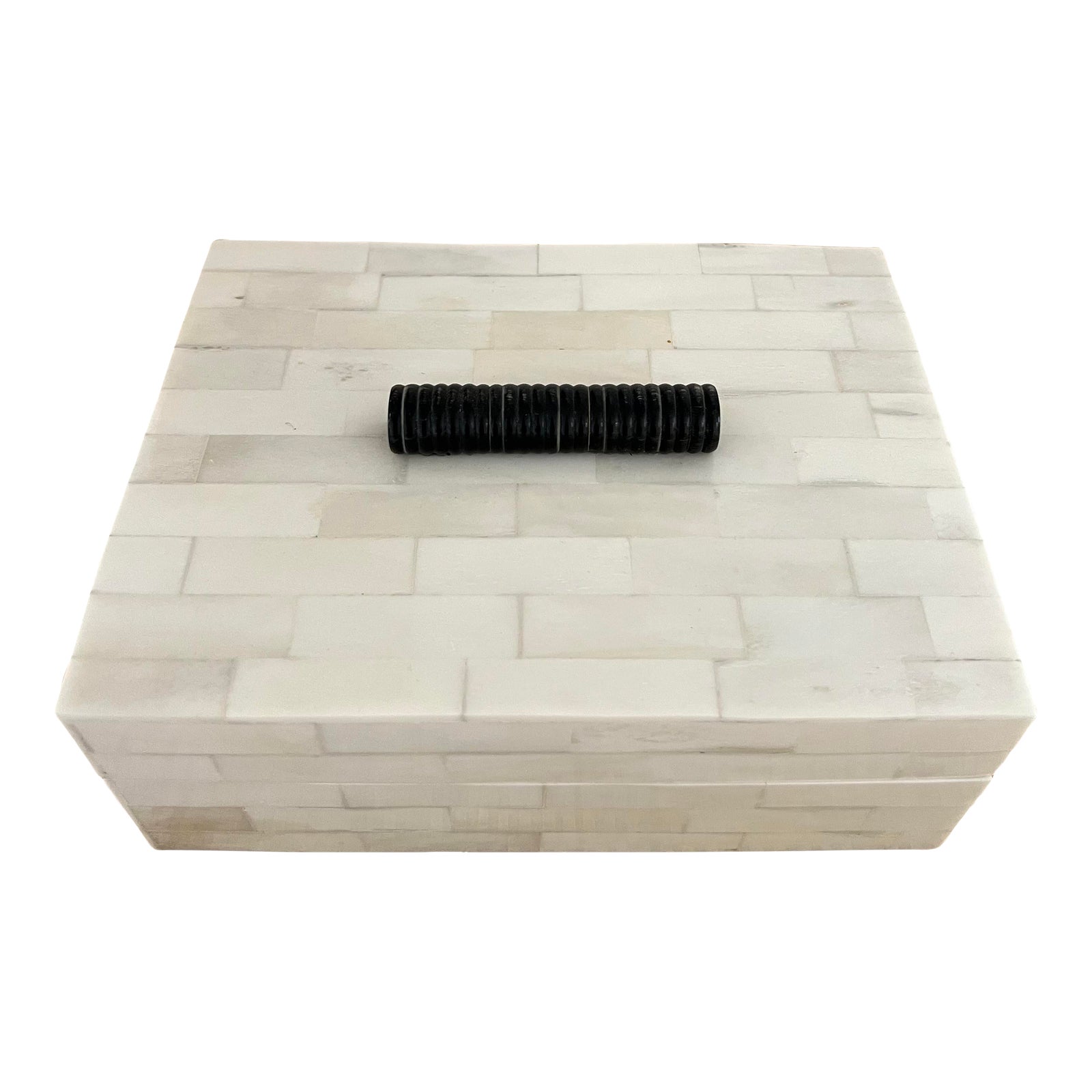 Cream Color Bone Inlay Lidded Box | Chairish