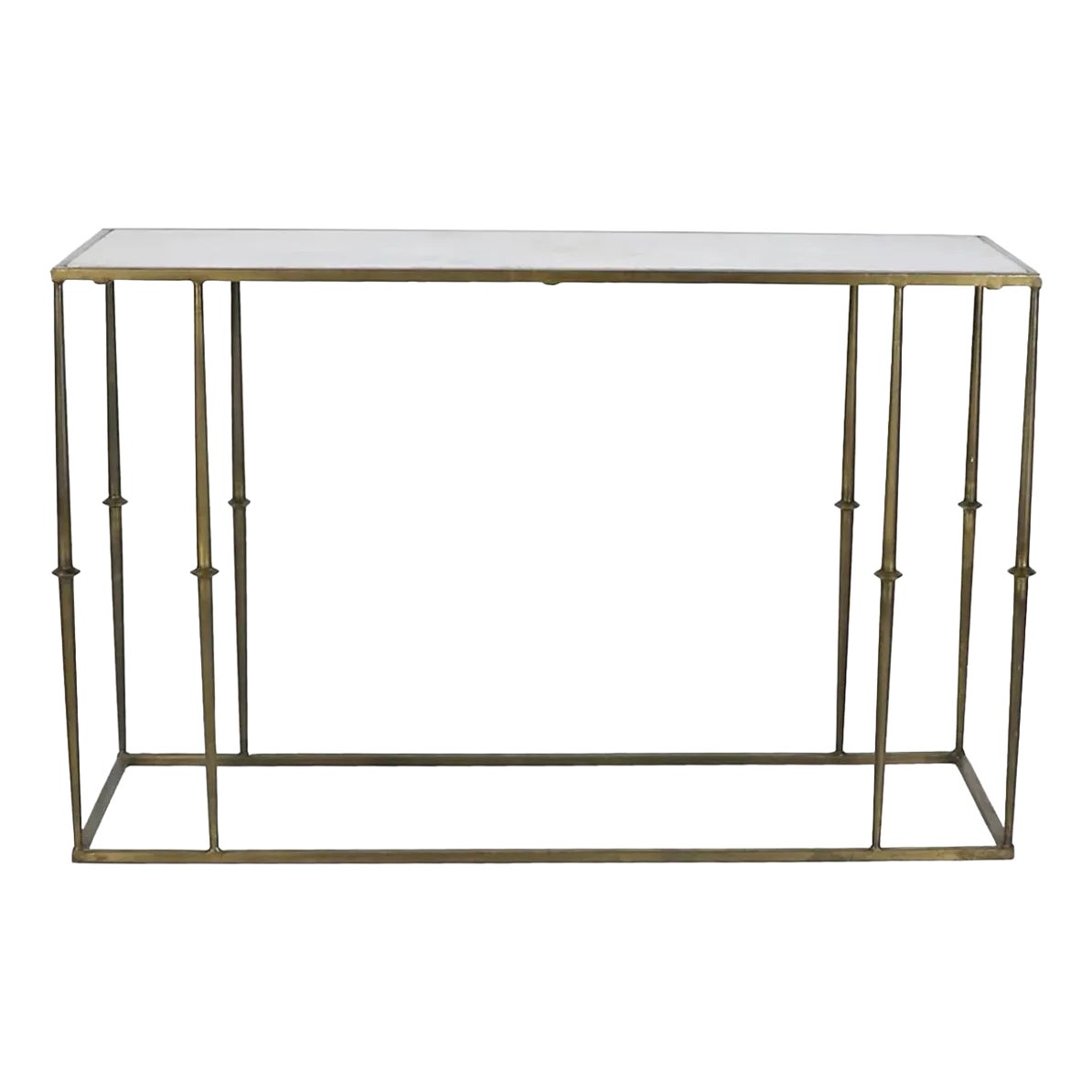 Matthew Izzo Home Brass Coated Iron and Marble Console | Chairish