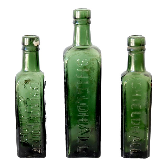 Antique Glass Coffee & Chicory Extract Bottles, Set of 3 | Chairish