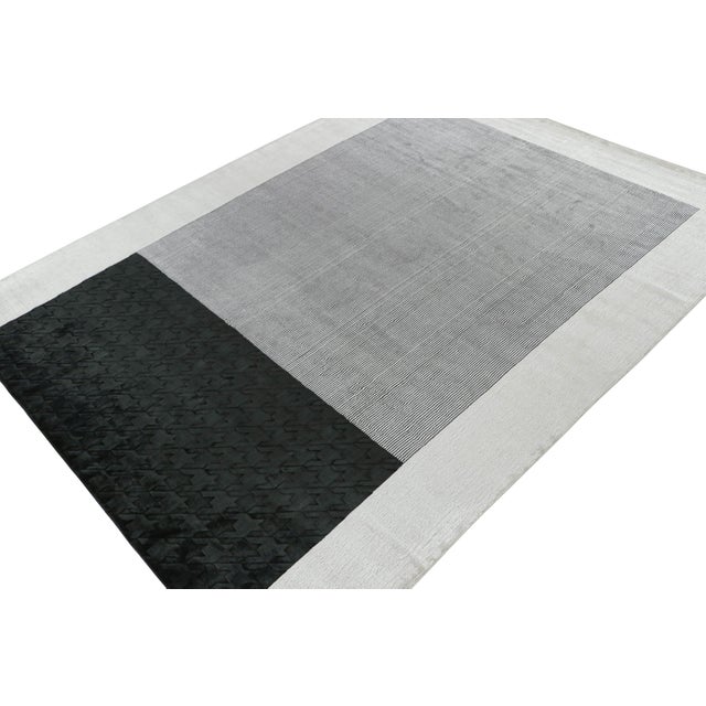 Rug & Kilim’s Modern Rug in Black and White Geometric Patterns | Chairish