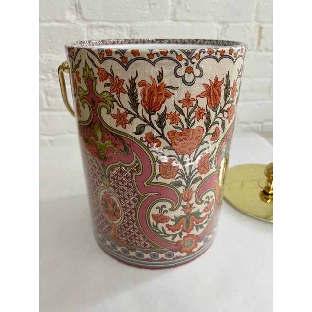 1970s Decorative Linen Fabric Ice Bucket | Chairish