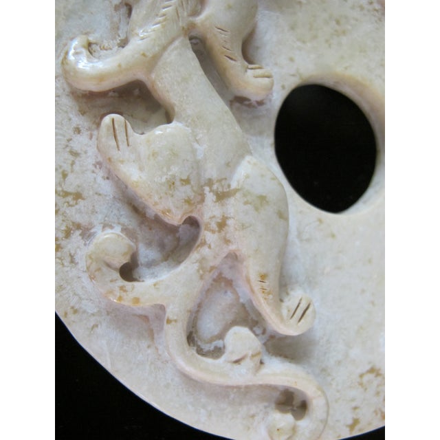 Chinese Zhou Double Dragon Carved Stone Bi Disc | Chairish