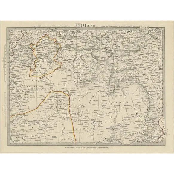 Antique Map of the Region of Berar and Rewah in India, 1832 | Chairish
