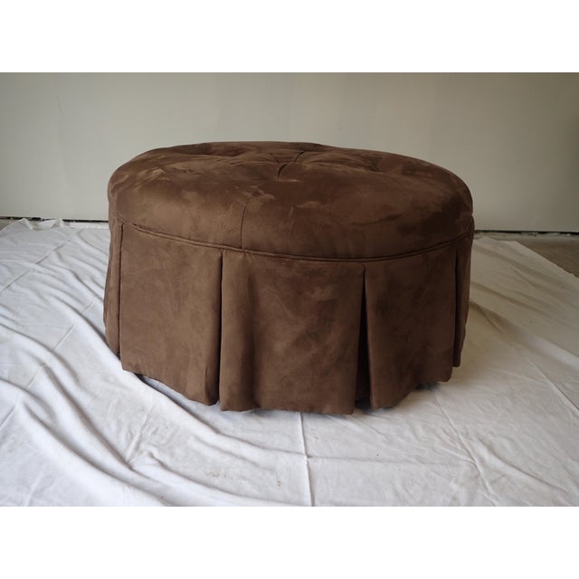 Chocolate Brown Upholstered Ottoman | Chairish
