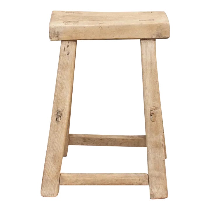 Asian Bleach Wood End Table | Chairish