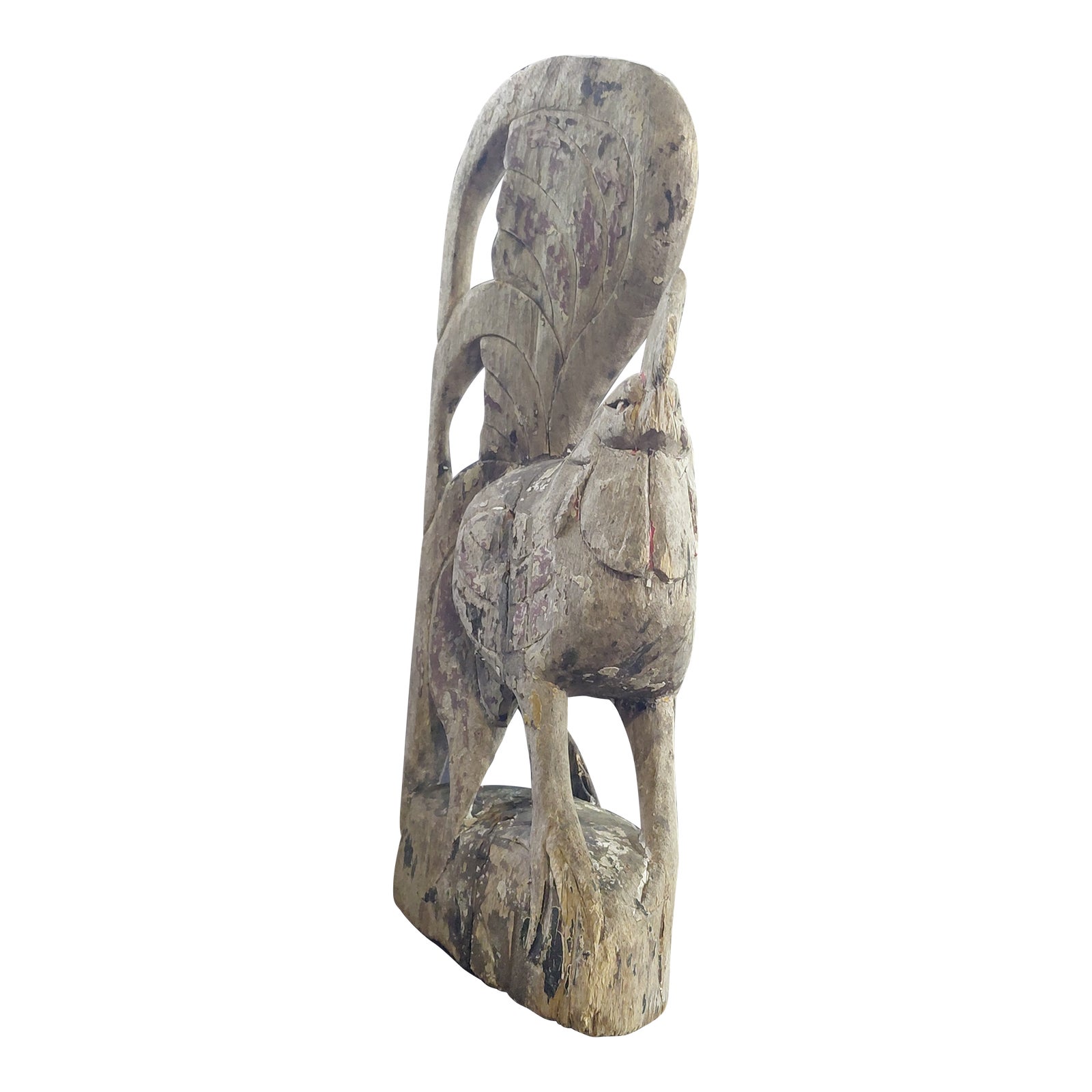 Early 20th Century Wooden Folk Art Rooster Sculpture – Weathered ...