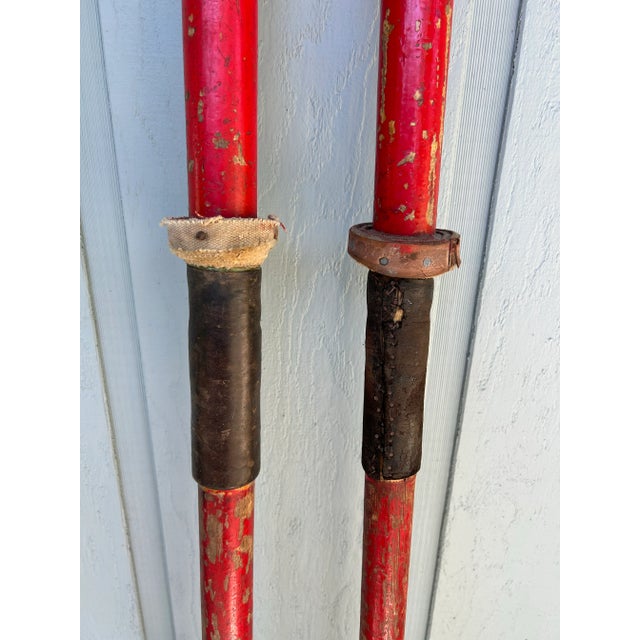 Antique Wooden Boat Oars Distressed Red a Pair | Chairish