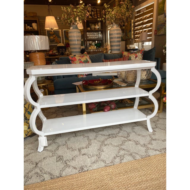 Kelly Three Tier Console in White Lacquer | Chairish