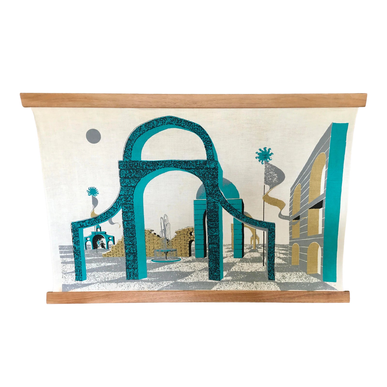 Robert Bushong for Tom Tru Studios Mid-Century Serigraph on Linen Wall ...