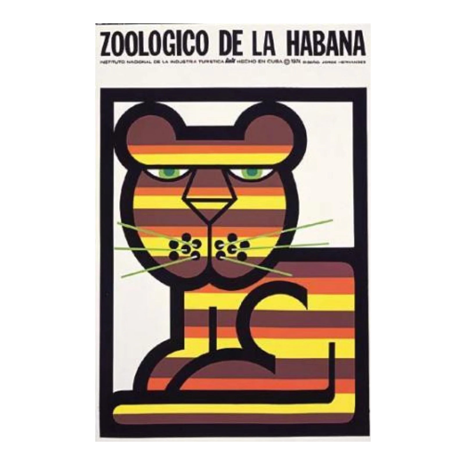 1974 Original Cuban Zoo Poster Tiger, Hernandez | Chairish