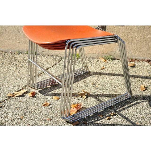 Vintage Steelcase Max-Stacker 472-410 Red Stackable Chairs Mid-Century ...