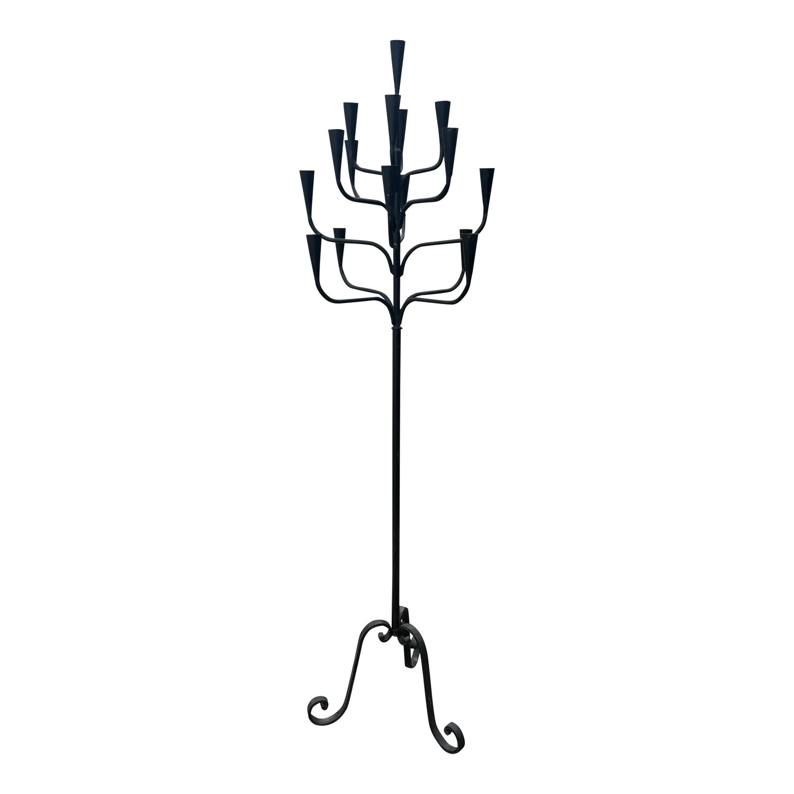 Vintage Wrought Iron Floor Candelabra | Chairish