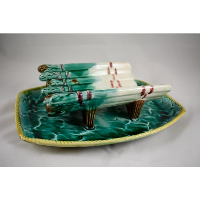English Majolica Ocean Themed Asparagus Server | Chairish