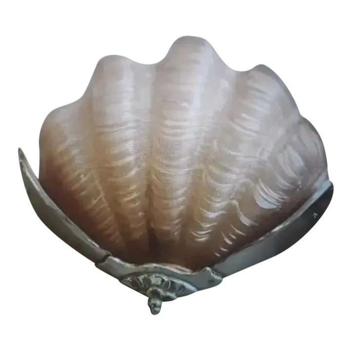 1920's French Art Deco Pink Clam Shell Form Wall Sconce Art Glass Shade ...