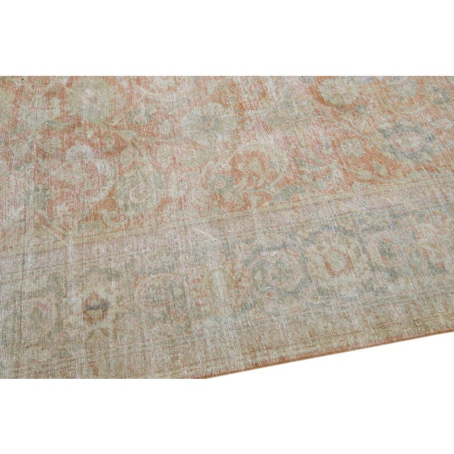 Antique Persian Mahal Handmade Shabby Chic Rust Wool Rug With Allover ...