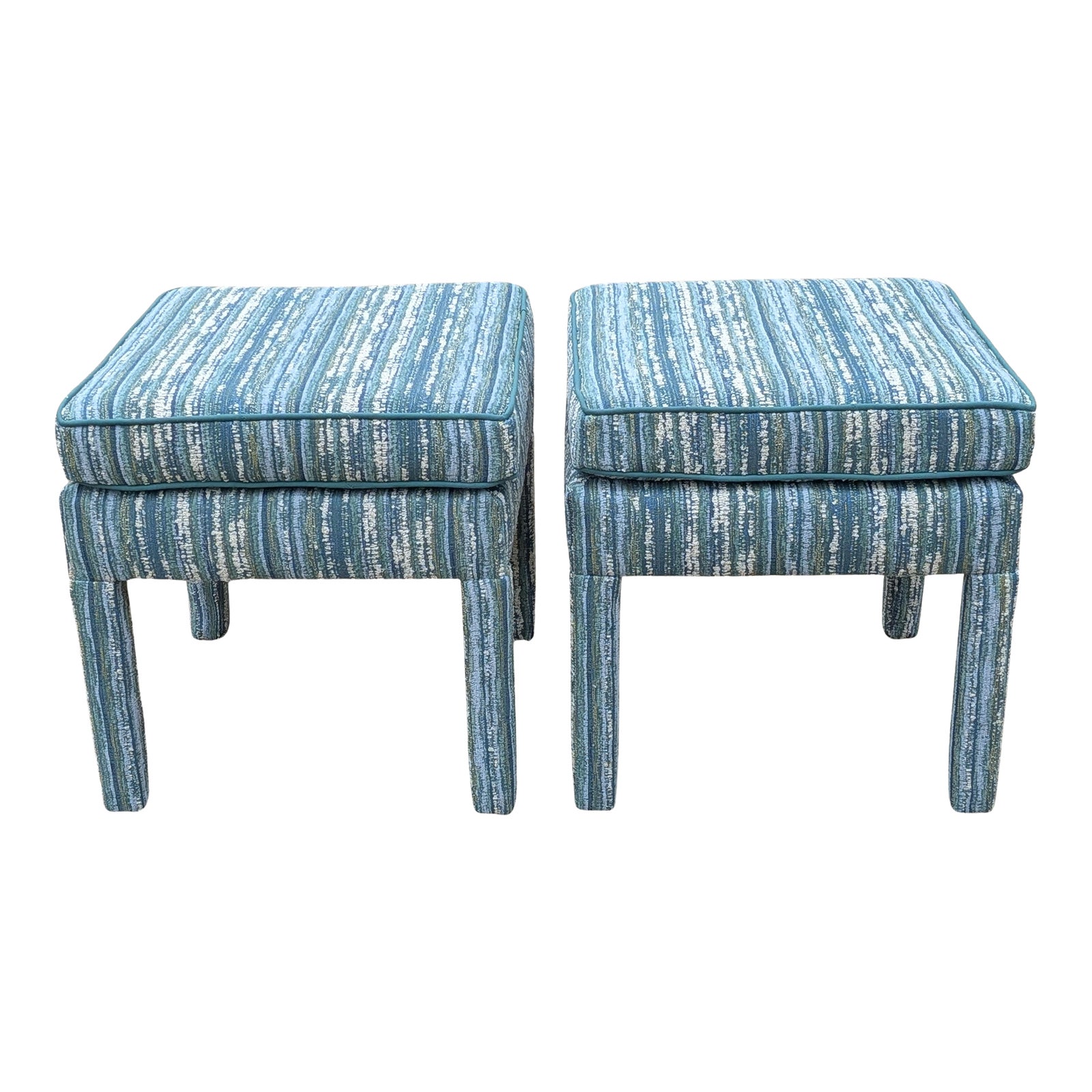 Perennials Wild Child Parsons Ottomans in Tree Hugger Performance- Pair ...