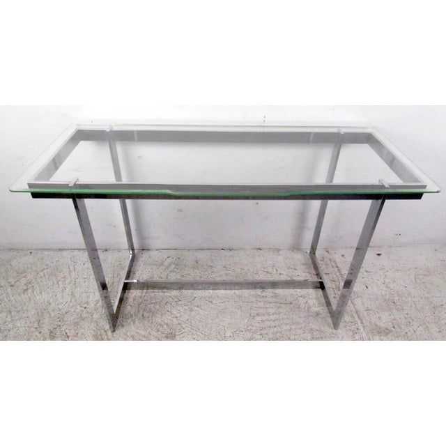 Vintage Modern Chrome and Glass Console Table | Chairish