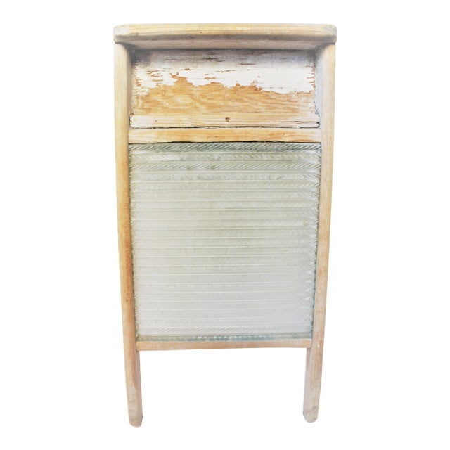 European Primitive Ribbed Glass Washboard | Chairish