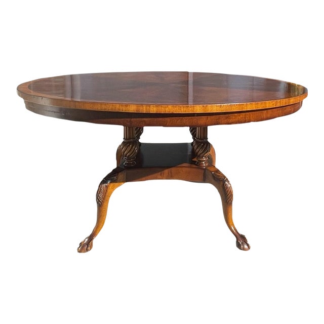 Ethan Allen Round Banded Dining Table | Chairish