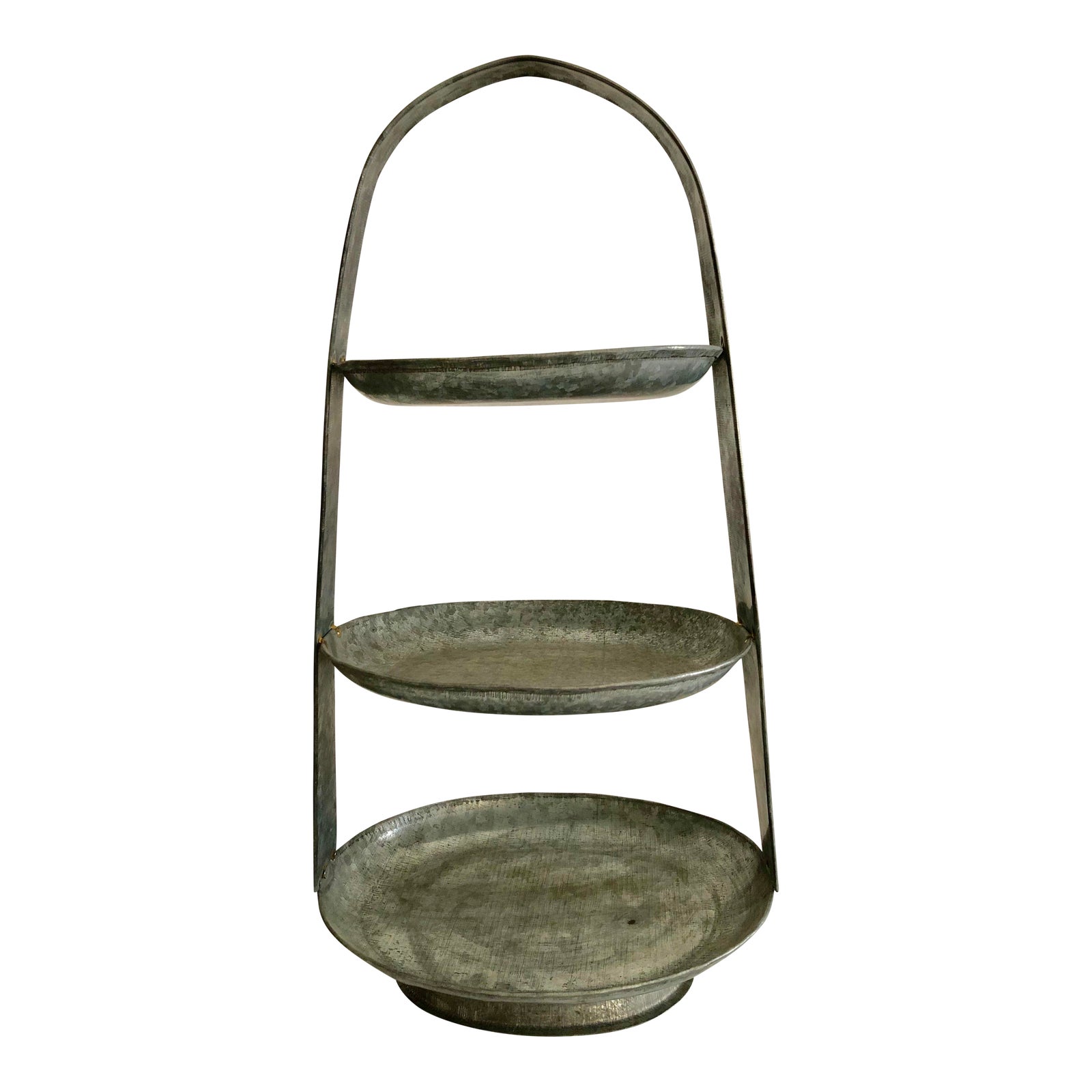 Contemporary Three Tier Metal Serving Stand | Chairish