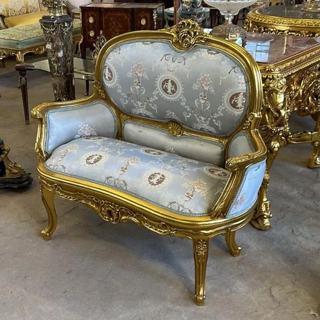 French Rococo Style Big Chair With Gold Details | Chairish