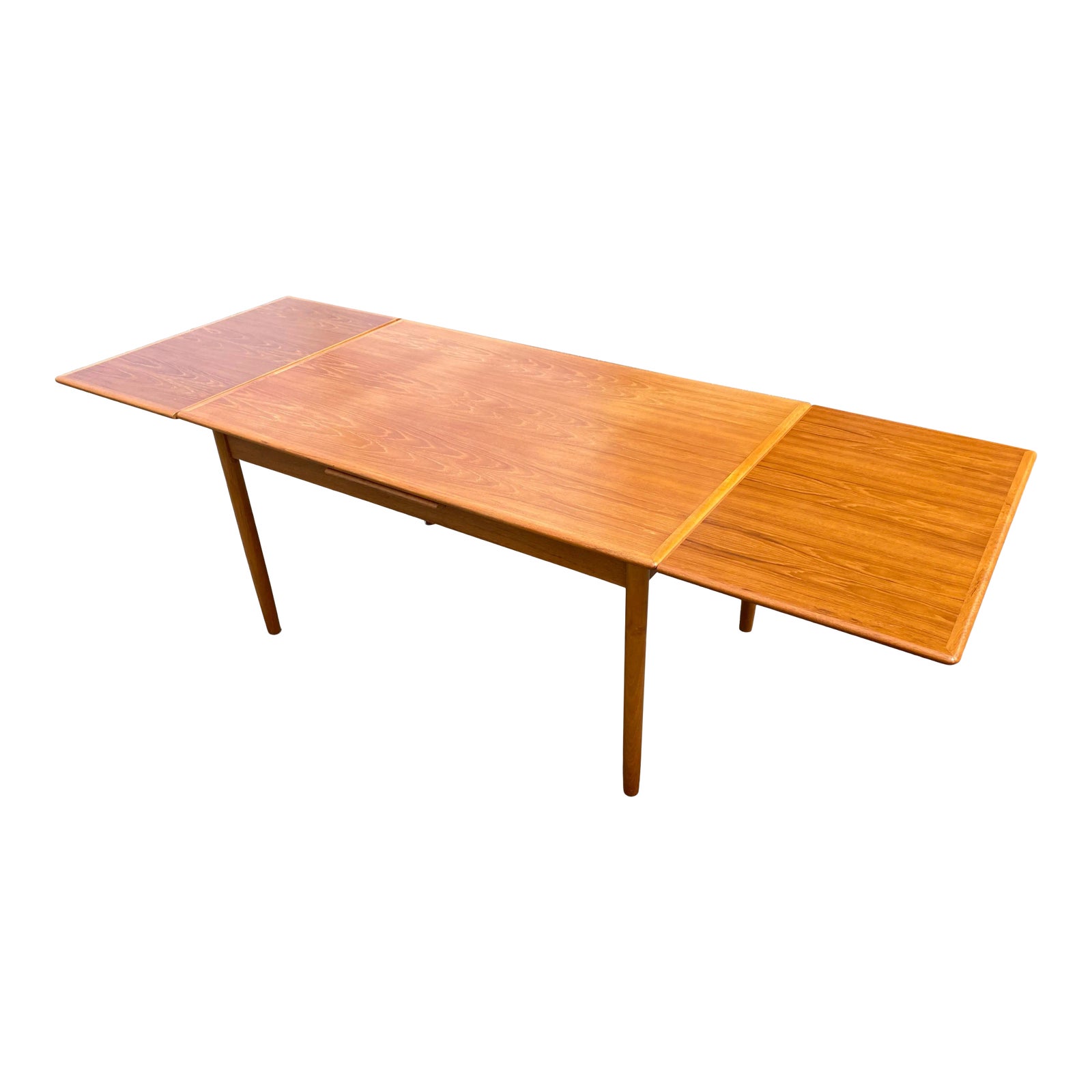 Teak Extension Table With Glass Top | Chairish