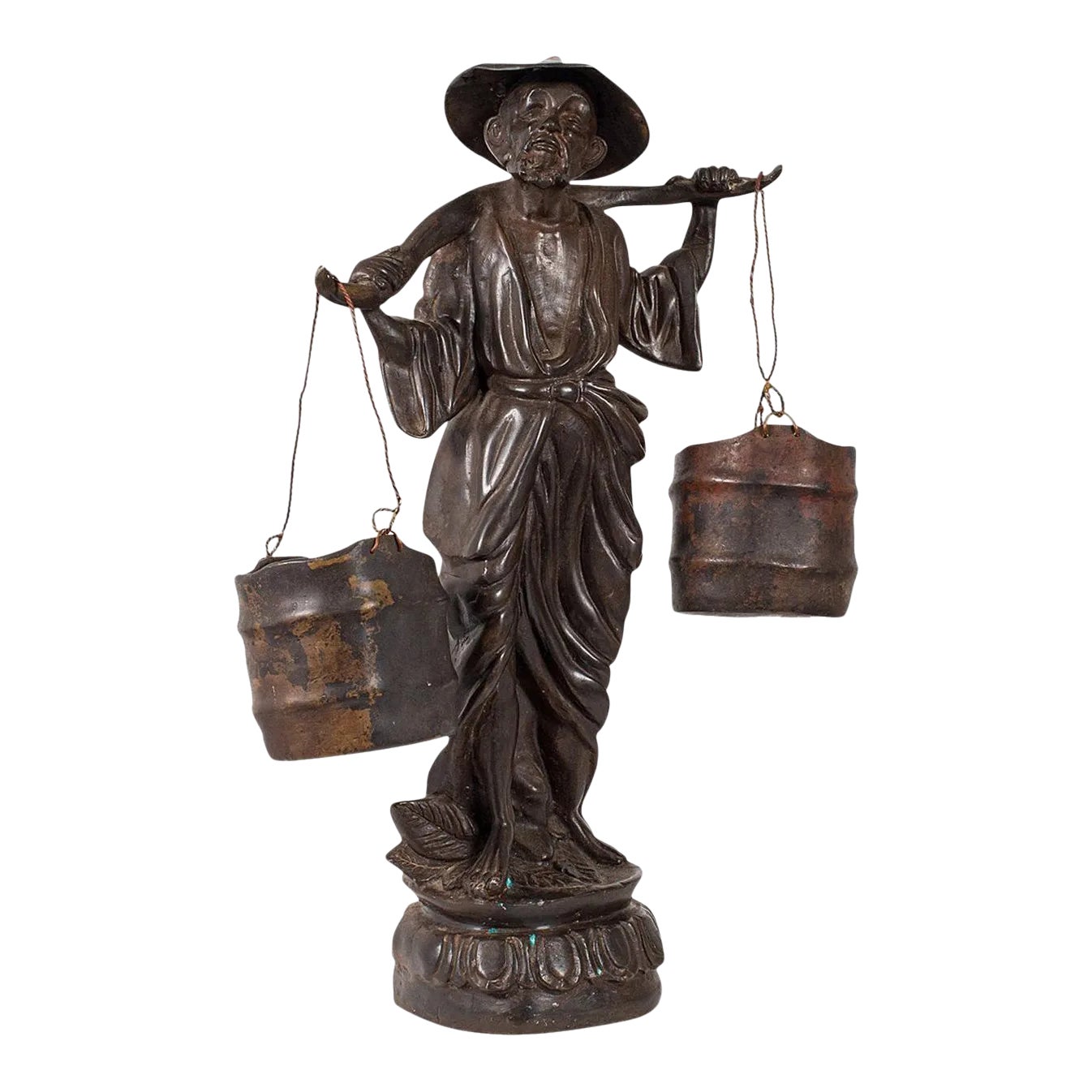 Late 19th Century Tall Antique Decorative Chinese Bronze Water Carrier ...