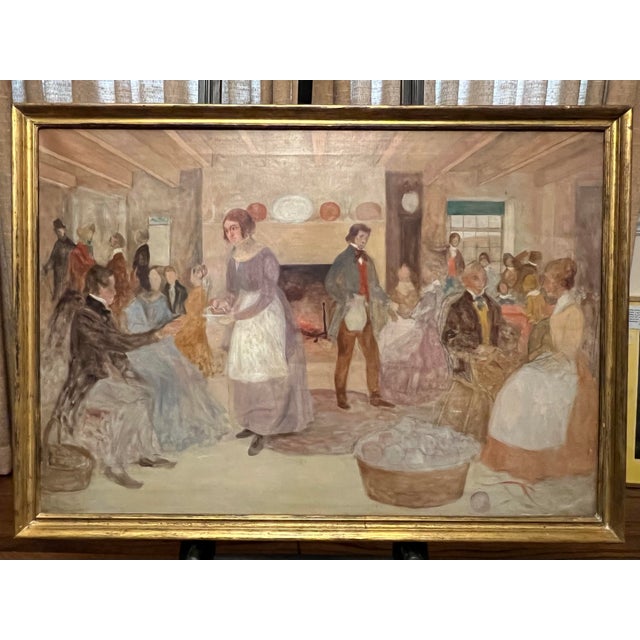Early 19th Century Early American Social Realism Oil on Canvas Painting ...