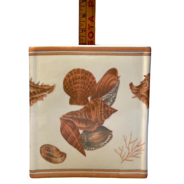 1990s Vintage Amita Coral and Seashell Porcelain Tissue Toothbrush Box ...