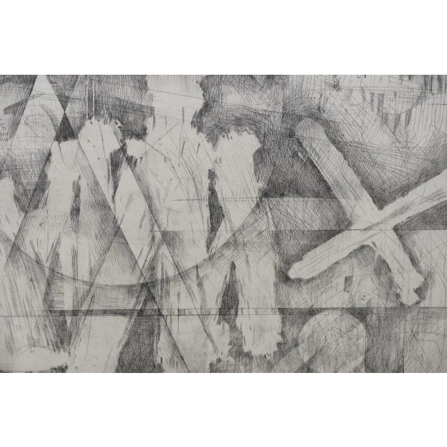 Danny Edwards Abstract Black & White Etching C.1989 | Chairish